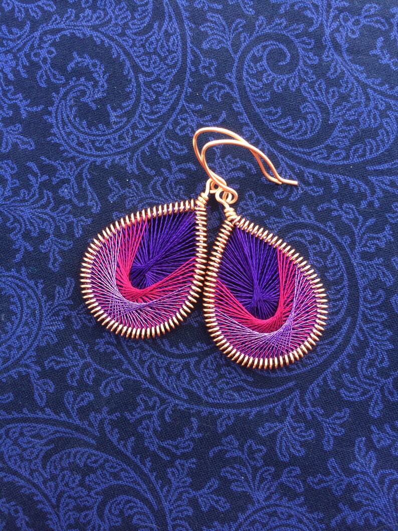 Midnight Purple Maroon & Metallic Purple Thread Dangle | Etsy
