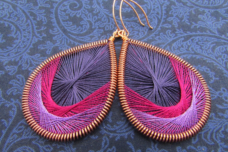 Midnight Purple Maroon & Metallic Purple Thread Dangle | Etsy