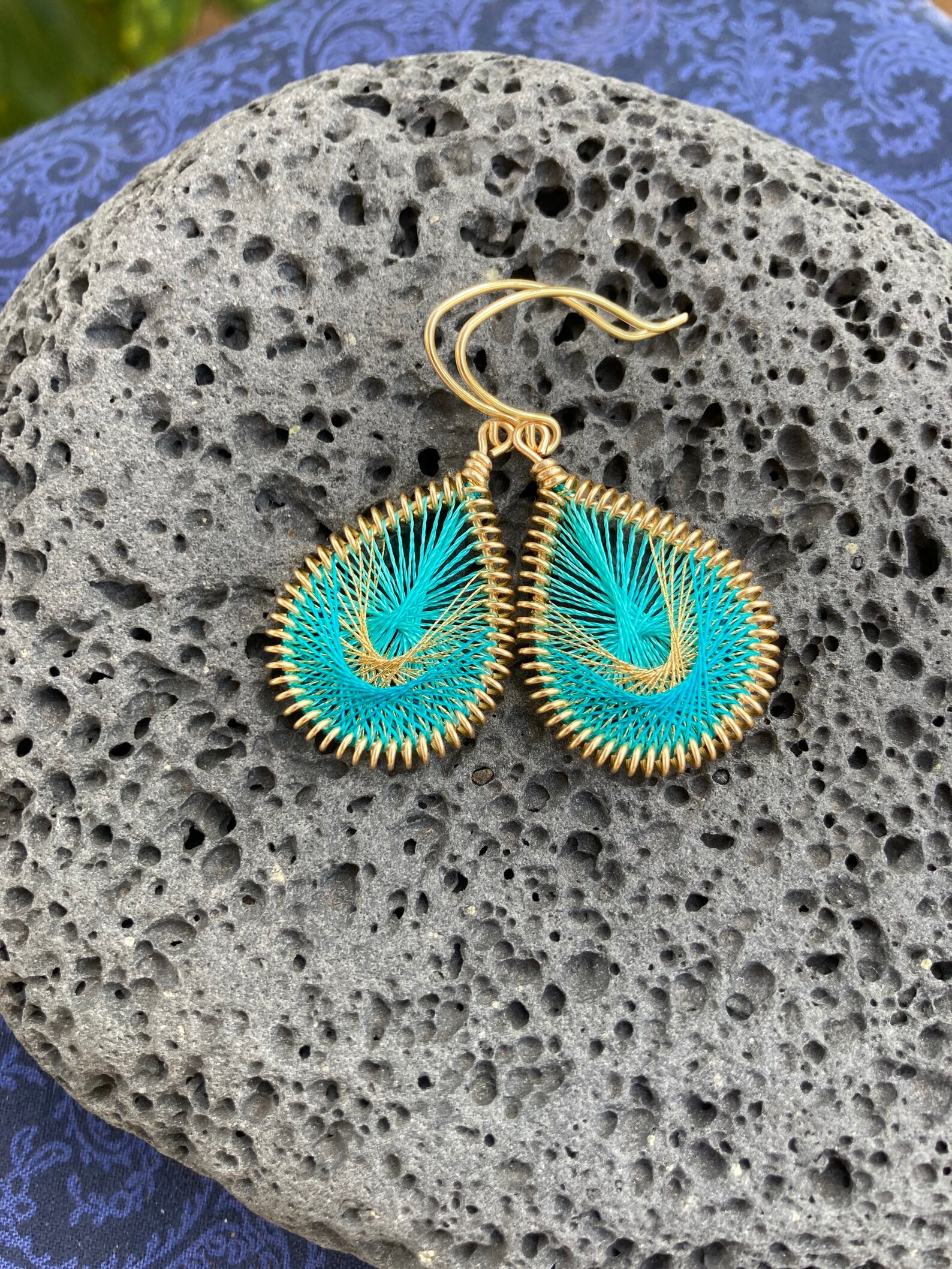 Peruvian Thread Earrings Aqua Silver & Turquoise Colorful - Etsy