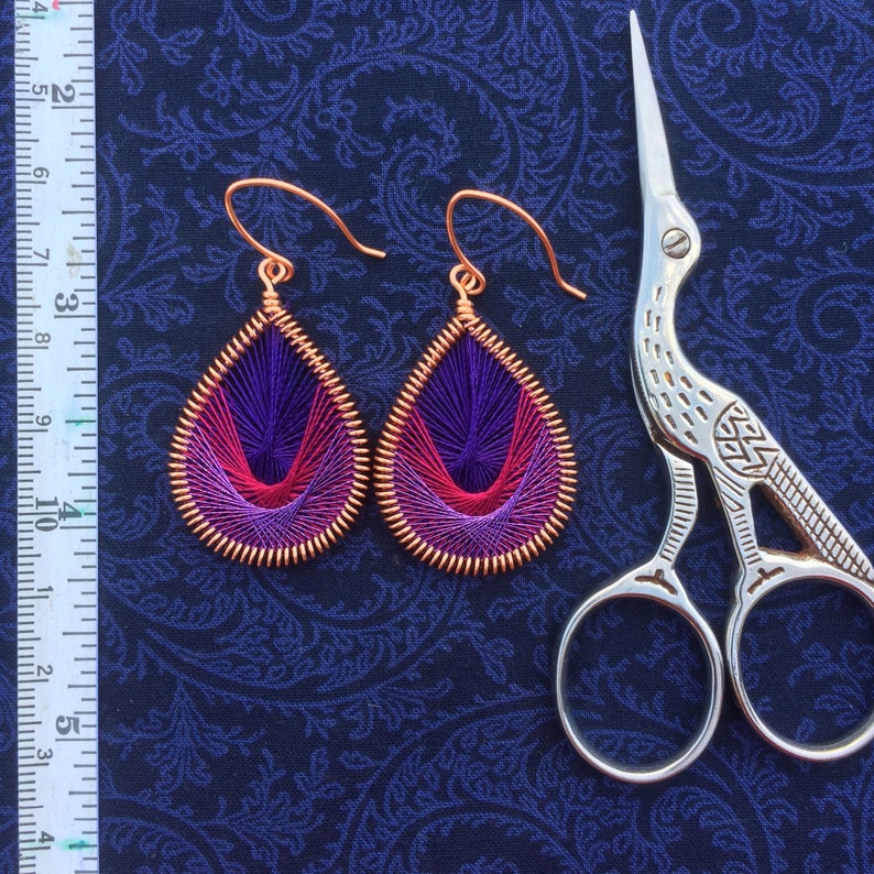 Midnight Purple Maroon & Metallic Purple Thread Dangle | Etsy