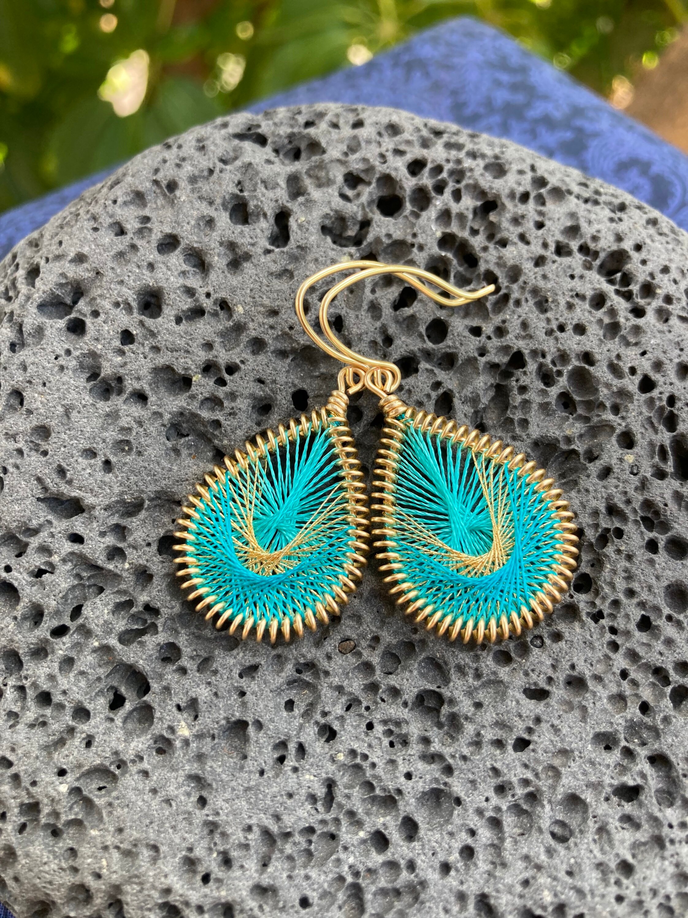 Peruvian Thread Earrings Aqua, Silver & Turquoise Colorful Thread ...