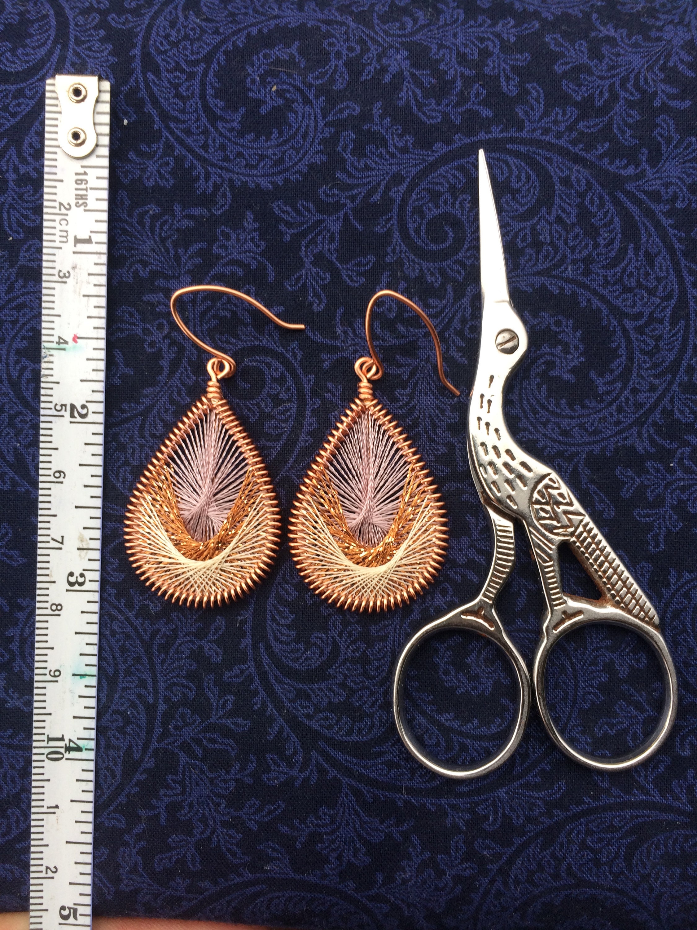 Pale Lavender Copper & Cream Peruvian Thread Earrings | Etsy