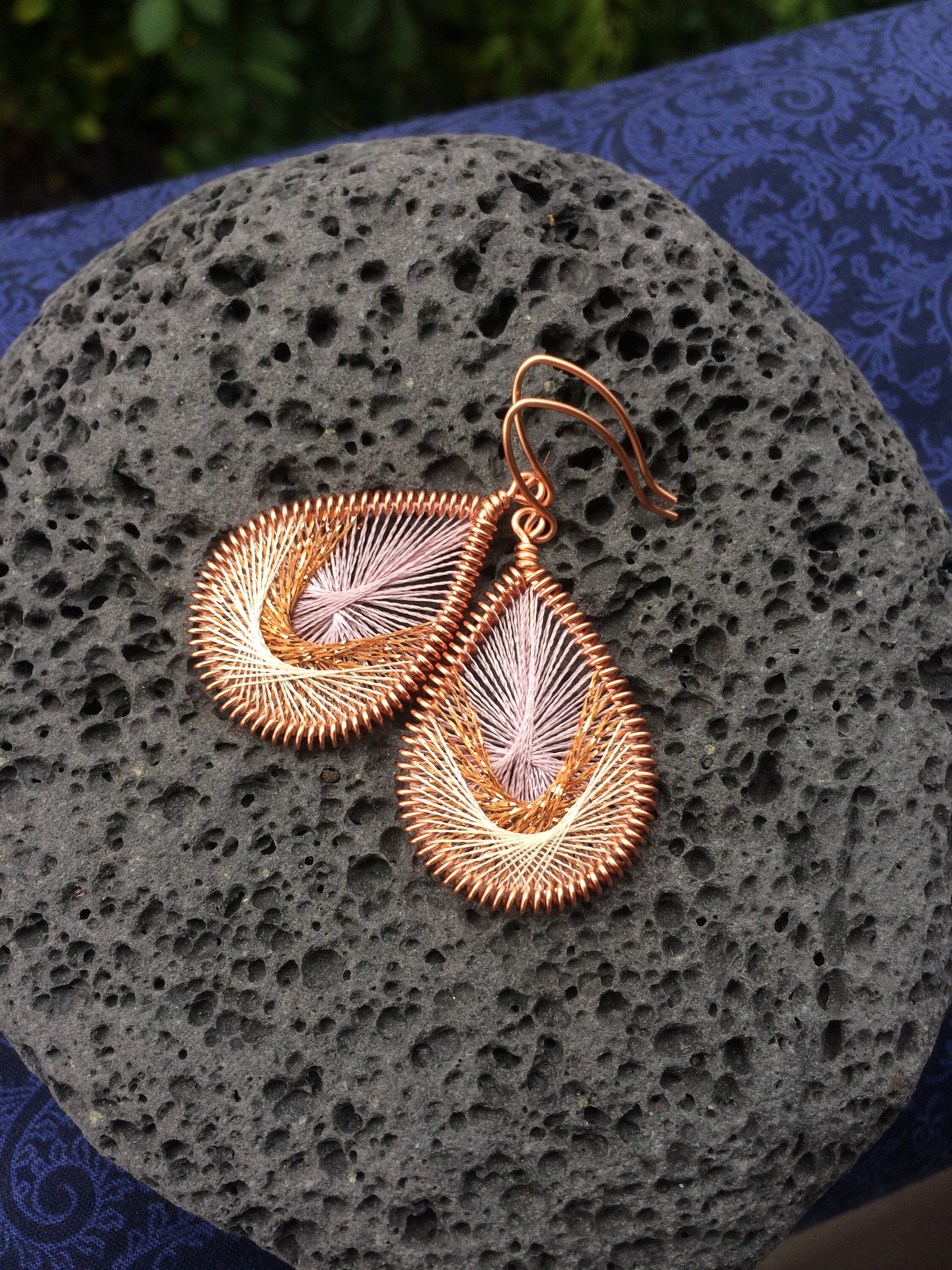 Pale Lavender Copper & Cream Peruvian Thread Earrings | Etsy