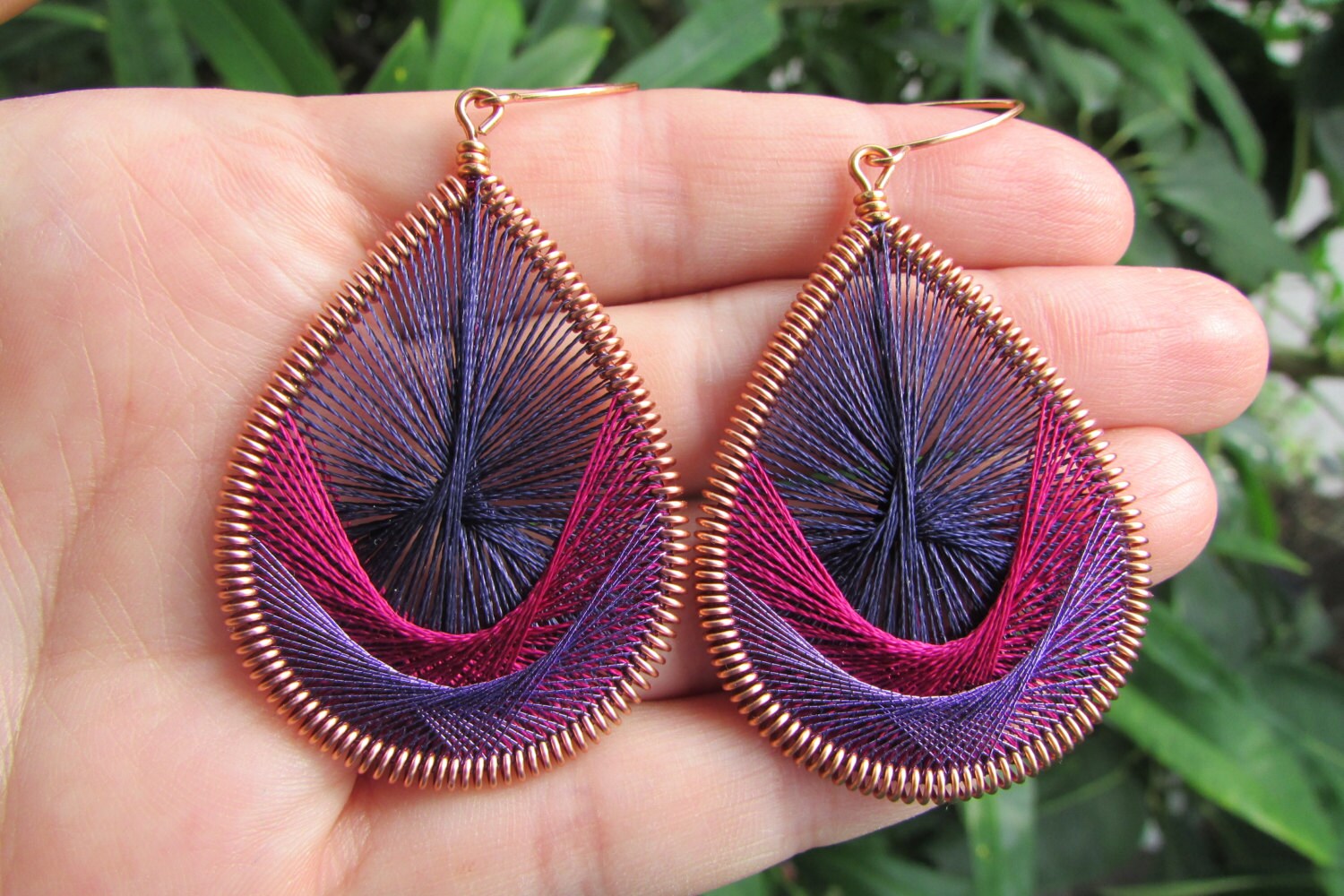 Midnight Purple Maroon & Metallic Purple Thread Dangle | Etsy