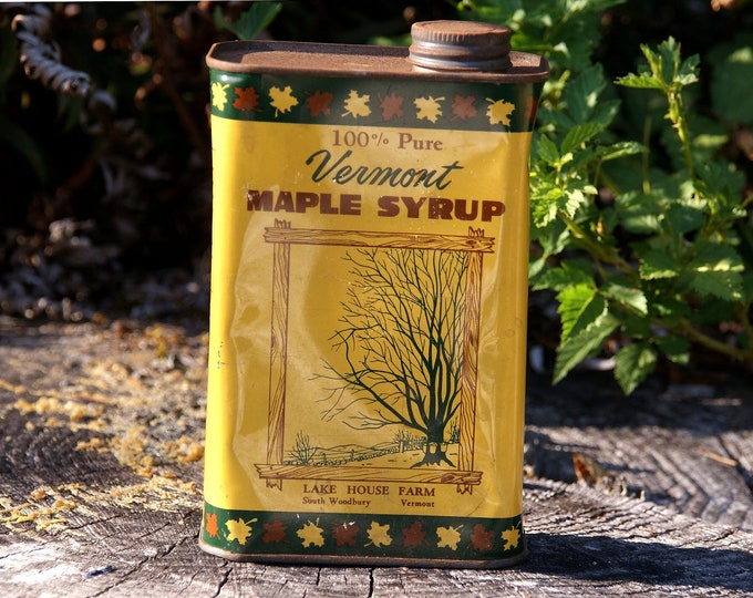 Rare Vintage 100% Pure Vermont Maple Syrup Tin Can 1950's Lake House ...