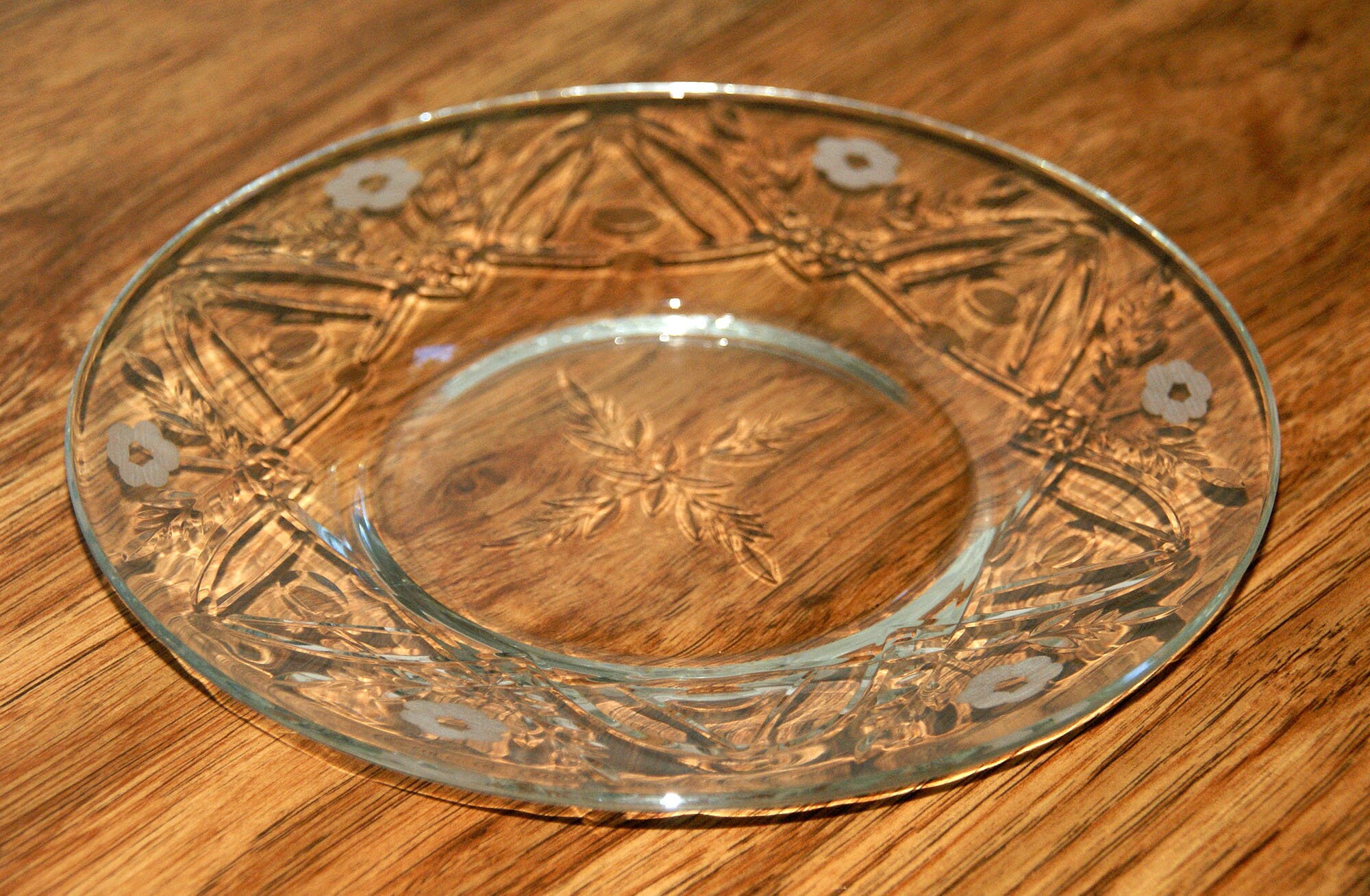 8 Vintage 1950's Cut Glass Etched Floral Plates, Elegant Set of 8 ...