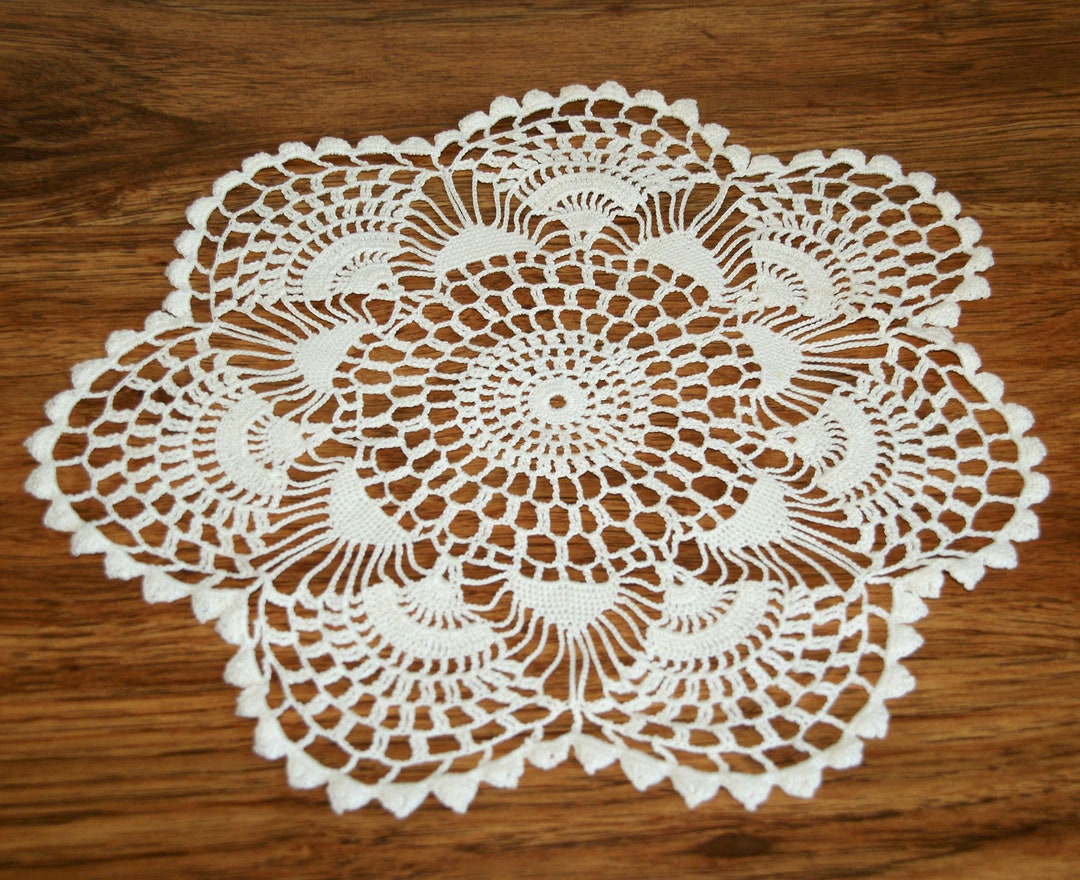 Vintage Hand Crocheted off White Doily, Beautiful 1950's Mid Century ...