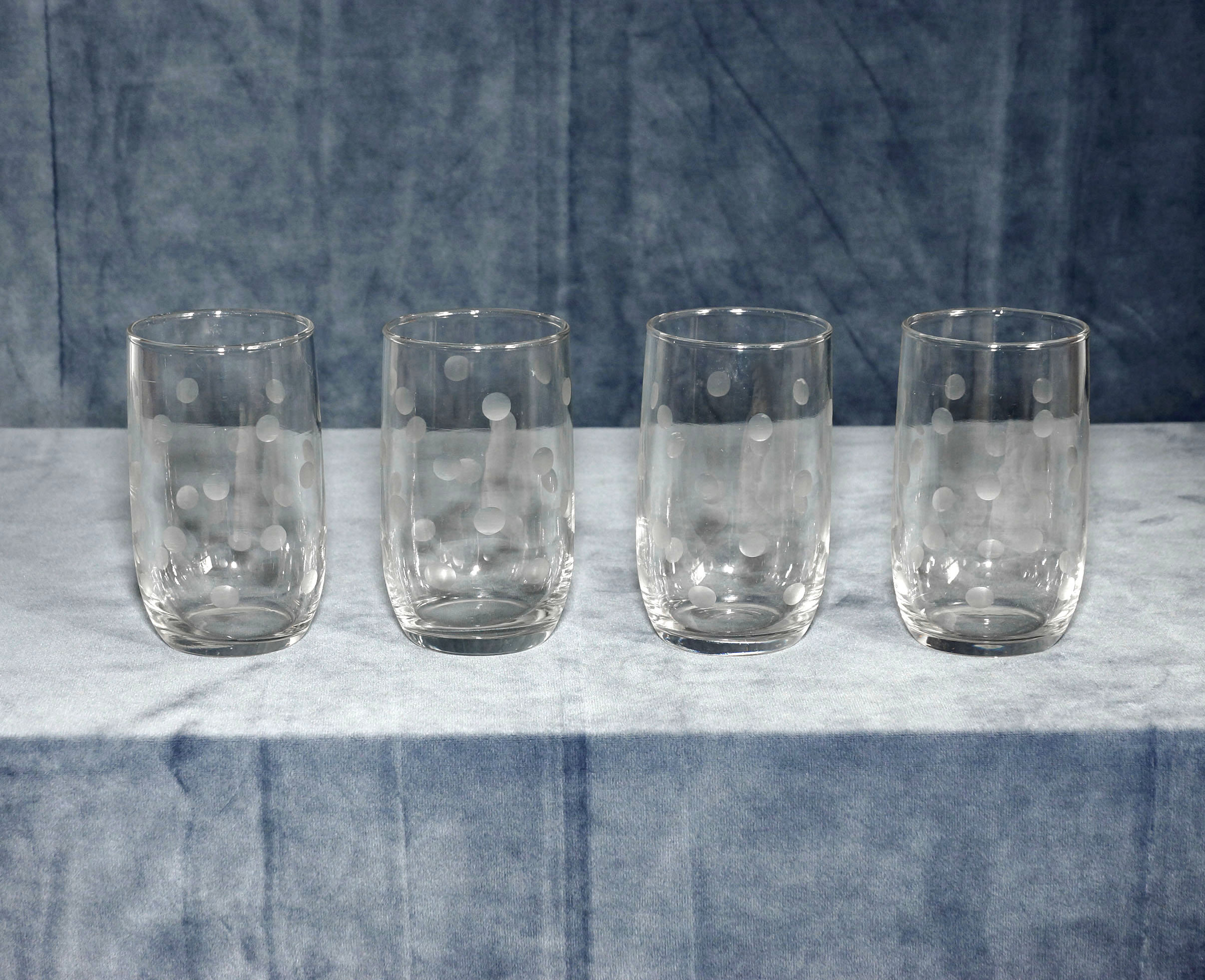 Vintage Mid Century Etched Frosted Drinking Glasses Set of Four 4 ...