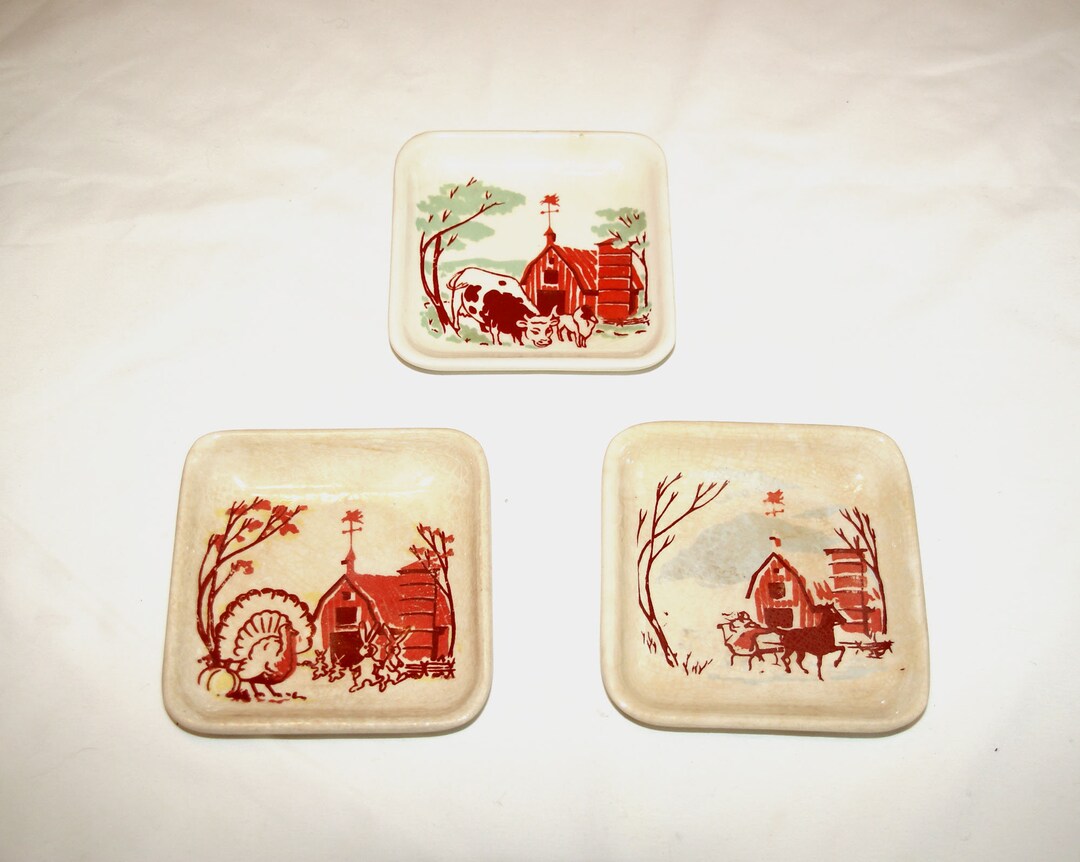 Vintage MCM Set of 3 Carter Hoffman Original Trinket Dishes, Seasonal ...