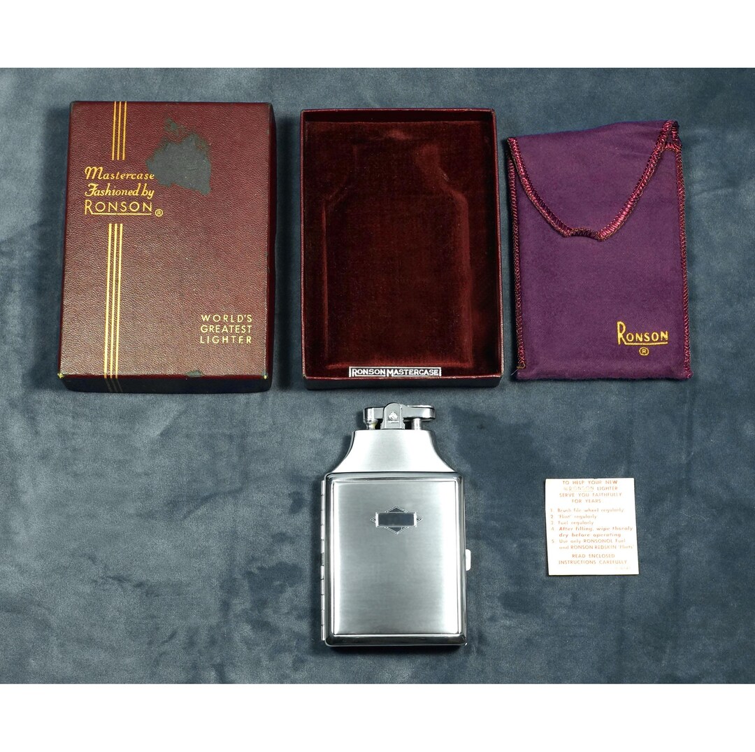 NOS Vintage Ronson Mastercase Cigarette Lighter & Case Combination ...