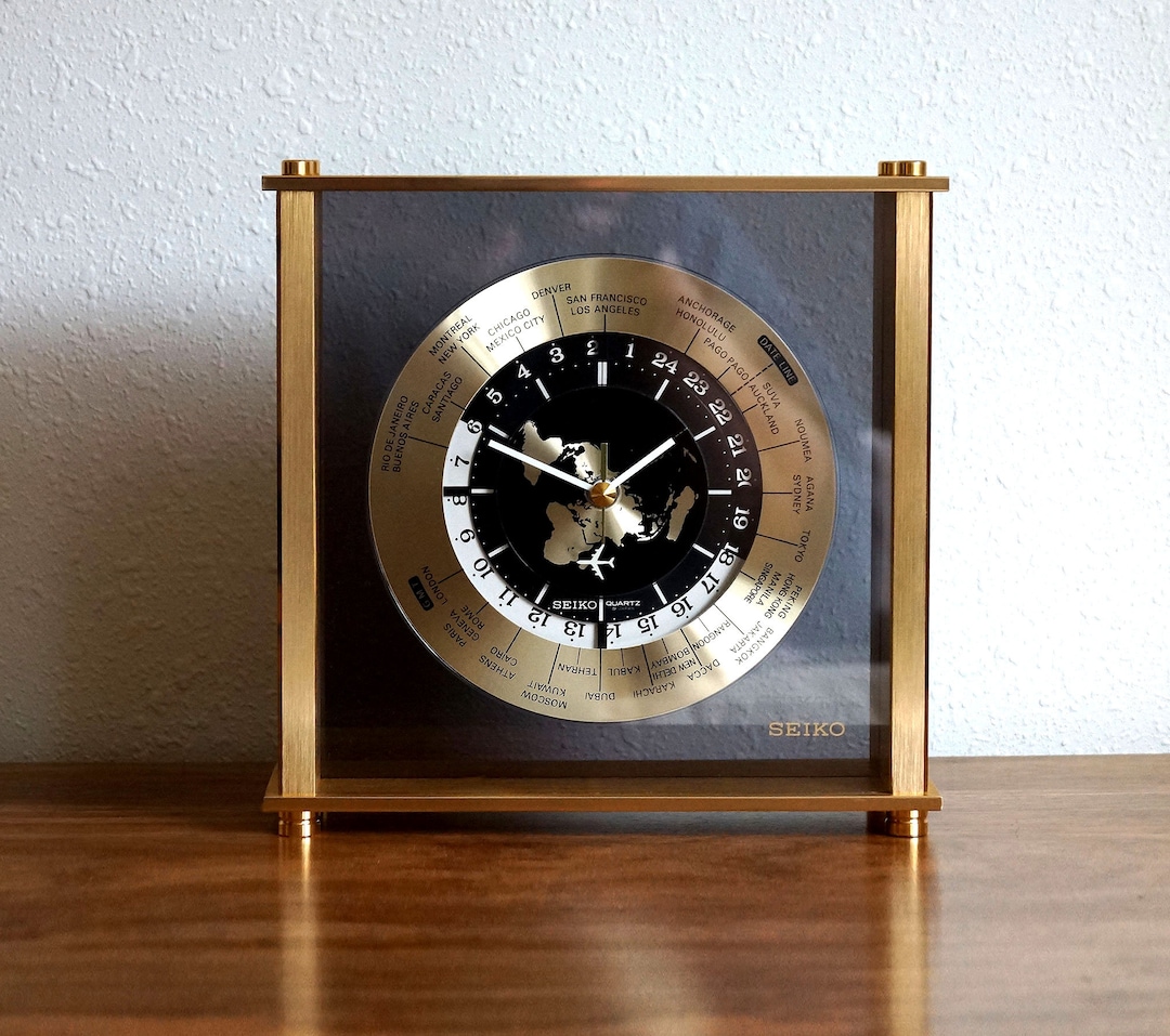 RARE MINTY WORKING Vintage Seiko World Time Clock Excellent Condition ...