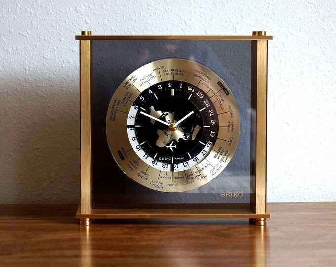 RARE MINTY WORKING Vintage Seiko World Time Clock Excellent Condition ...
