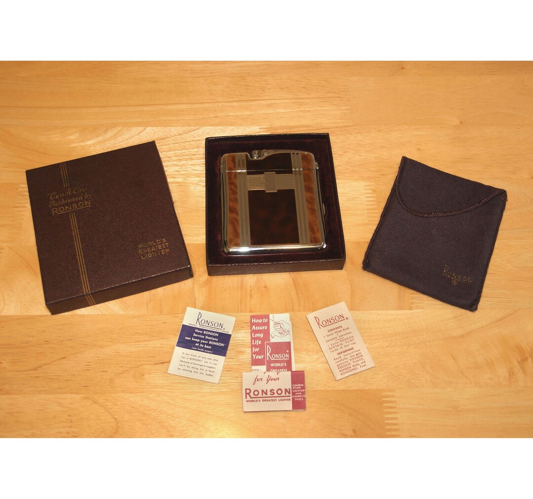 RARE EX. Vintage 1940's Ronson Ten-a-case Cigarette Lighter & Case ...
