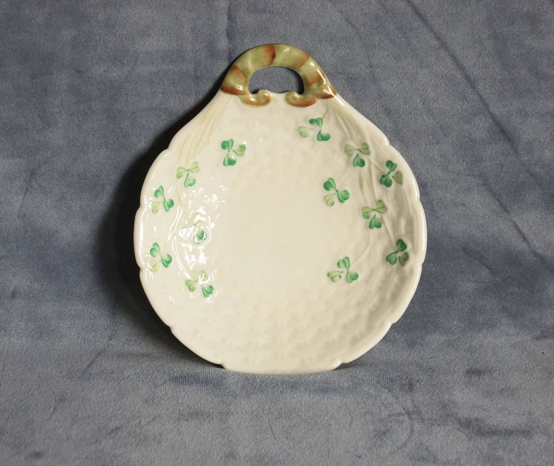 Vintage Belleek Shamrock Basketweave Pattern Butter Server Dish, 6th ...