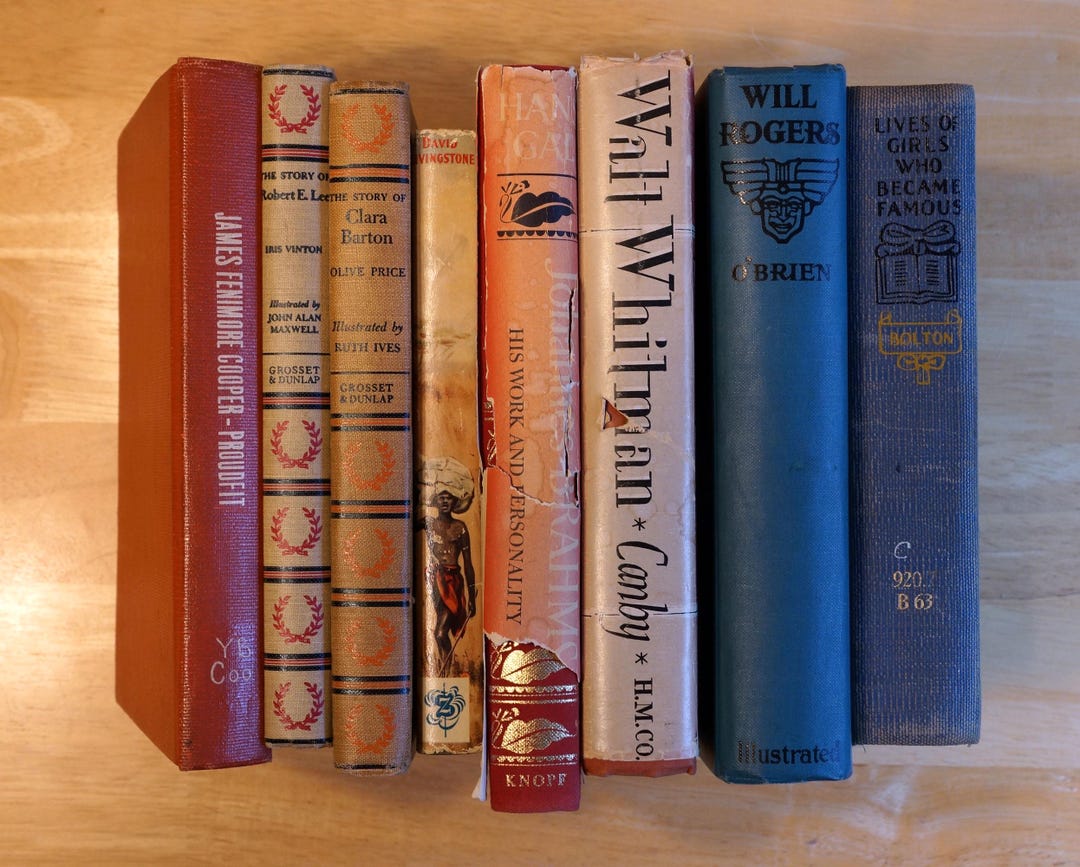 Vintage 1950s Biography Books: Walt Whitman, Clara Barton, Robert E ...