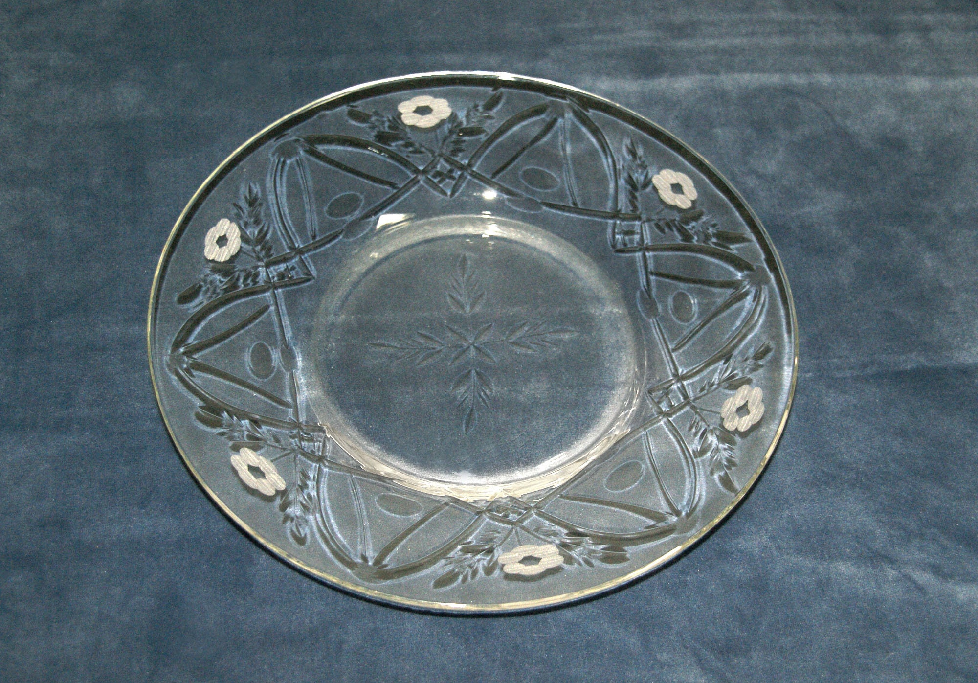 8 Vintage 1950's Cut Glass Etched Floral Plates, Elegant Set of 8 ...