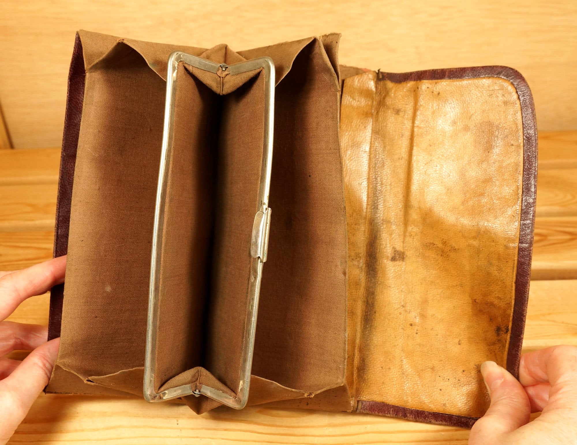 Antique 1920 Leather Wallet, Vintage Art Deco Clutch, Old Burgundy ...
