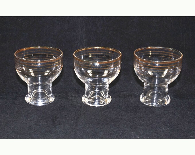 Vintage MCM 1930s 1940s Gold Rimmed Cordial Glasses, Gold Trim Round ...