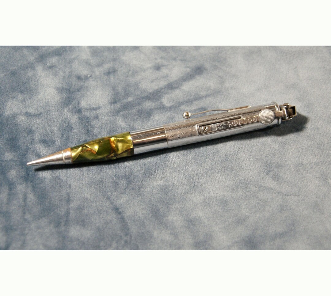 WORKING Early Ronson Penciliter Cigarette Lighter, Engine Turned Silver ...