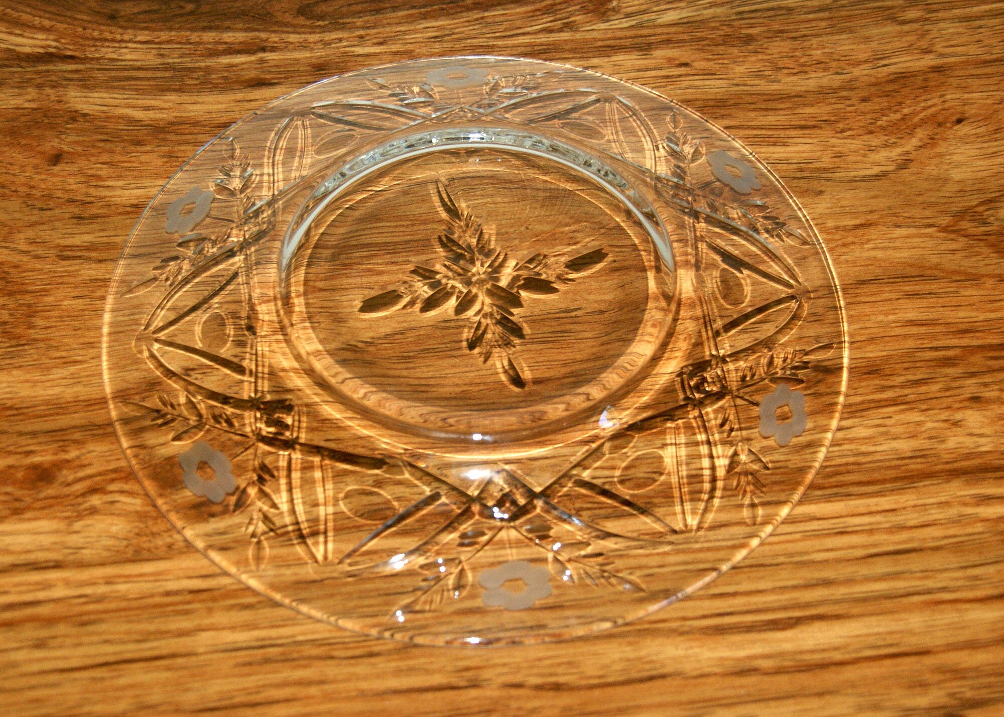 8 Vintage 1950's Cut Glass Etched Floral Plates, Elegant Set of 8 ...