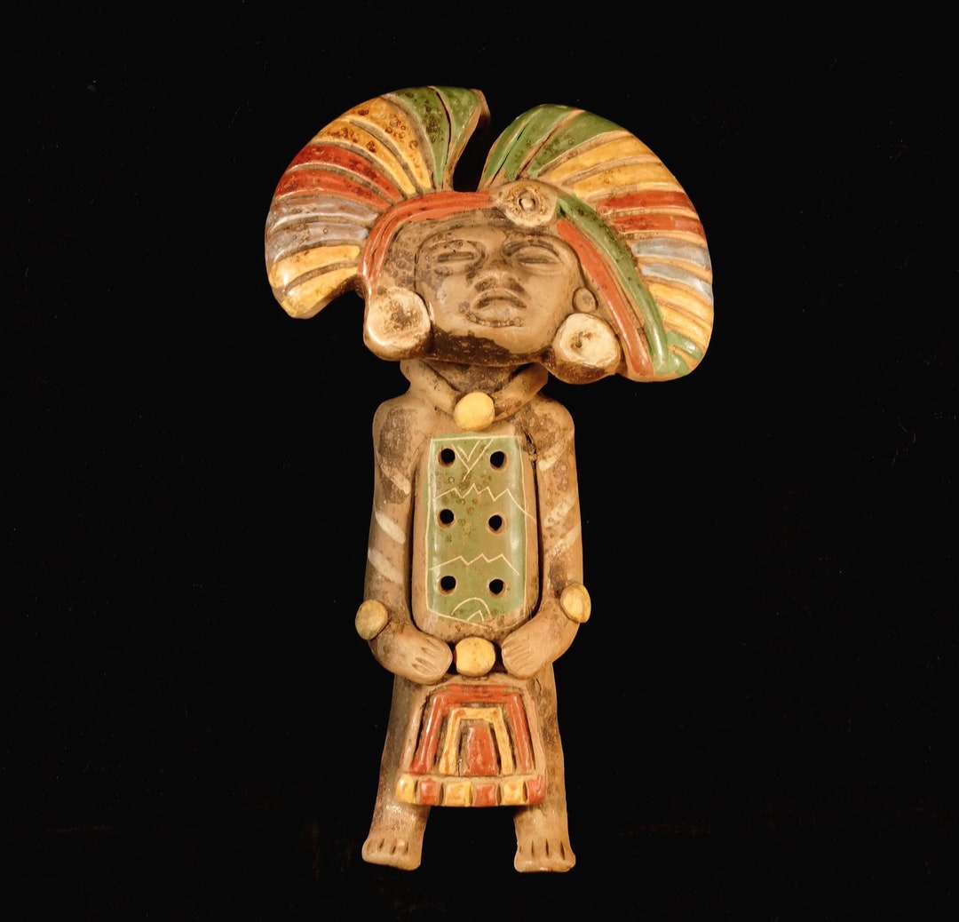 Vintage 1980s Aztec Mayan Figural Flute, Mexican Handmade Clay Art ...