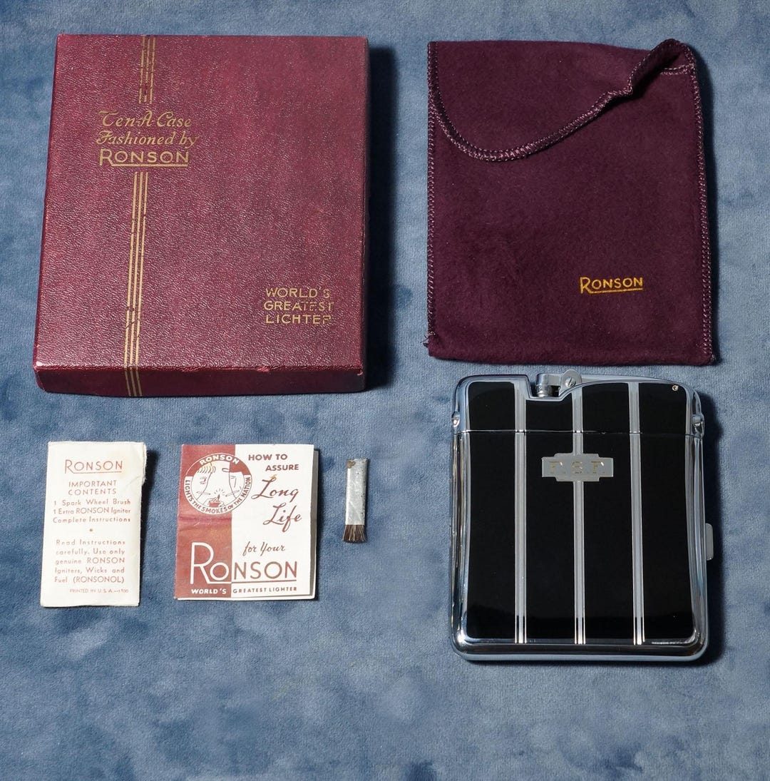 Ronson Art Metal Works Ten-a-case Cigarette Lighter Case, Vintage 1930s ...