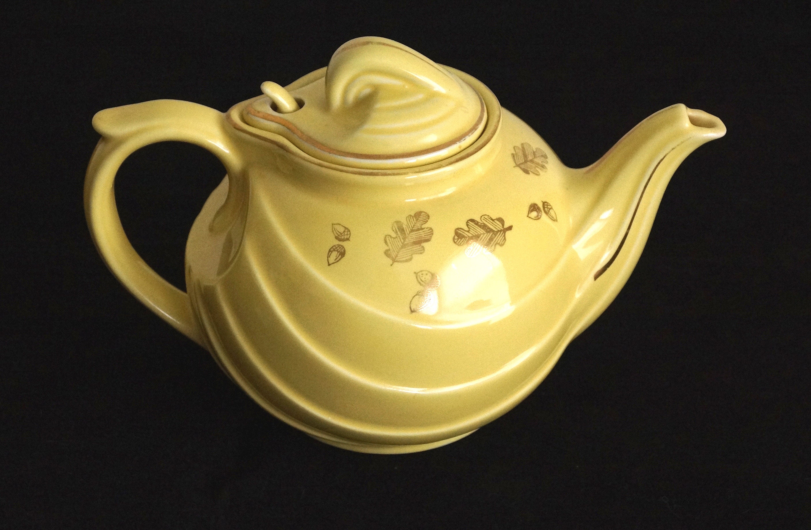 Vintage MCM Hall Teapot 1950's Yellow Teapot W/ 22K Gold - Etsy