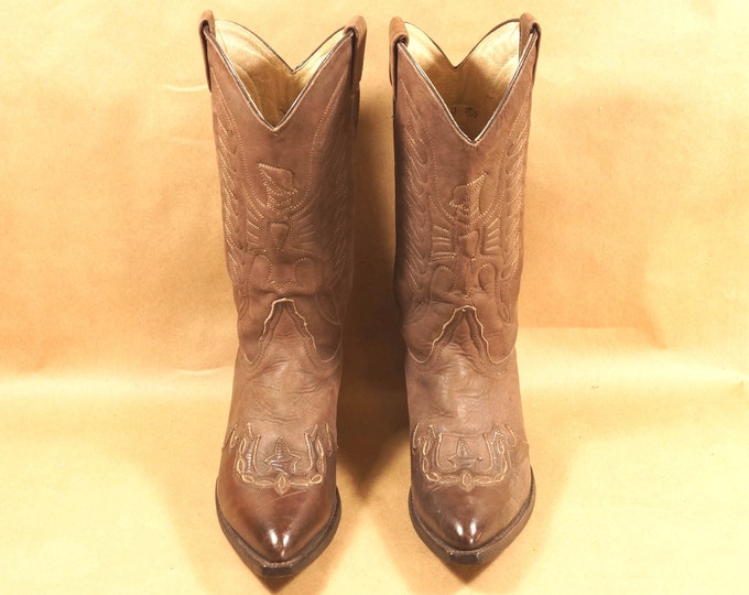 Vintage Durango Leather Cowboy Boots Size 9, Made in Mexico, Western ...