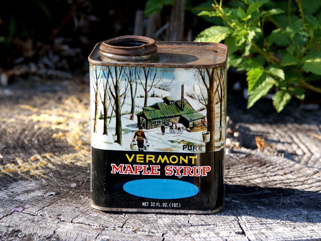 Vintage Pure Vermont Maple Syrup 1 Quart 32 Ozs Tin Can, 1950's Sap ...