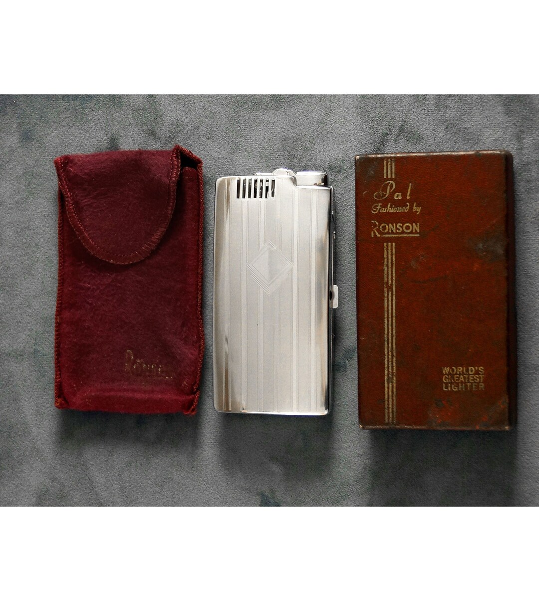 RARE Vintage 1940's Ronson 'pal' Cigarette Lighter & Case Combination ...