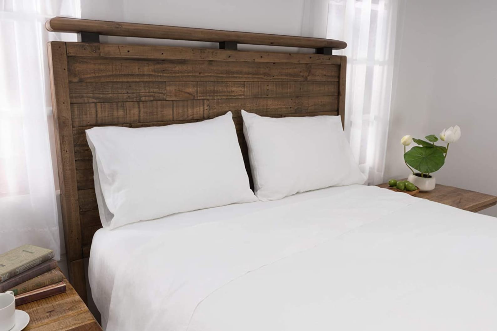 Optic White Color Linen Sheet Set. 4 Pieces Flat Fitted - Etsy