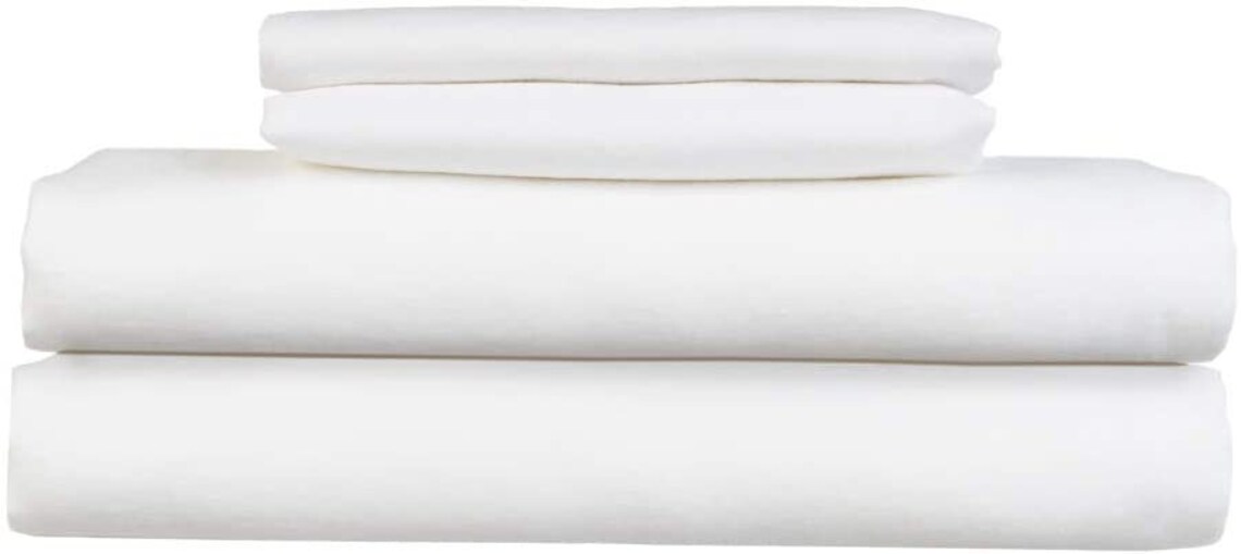 Optic White Color Linen Sheet Set. 4 Pieces Flat Fitted - Etsy