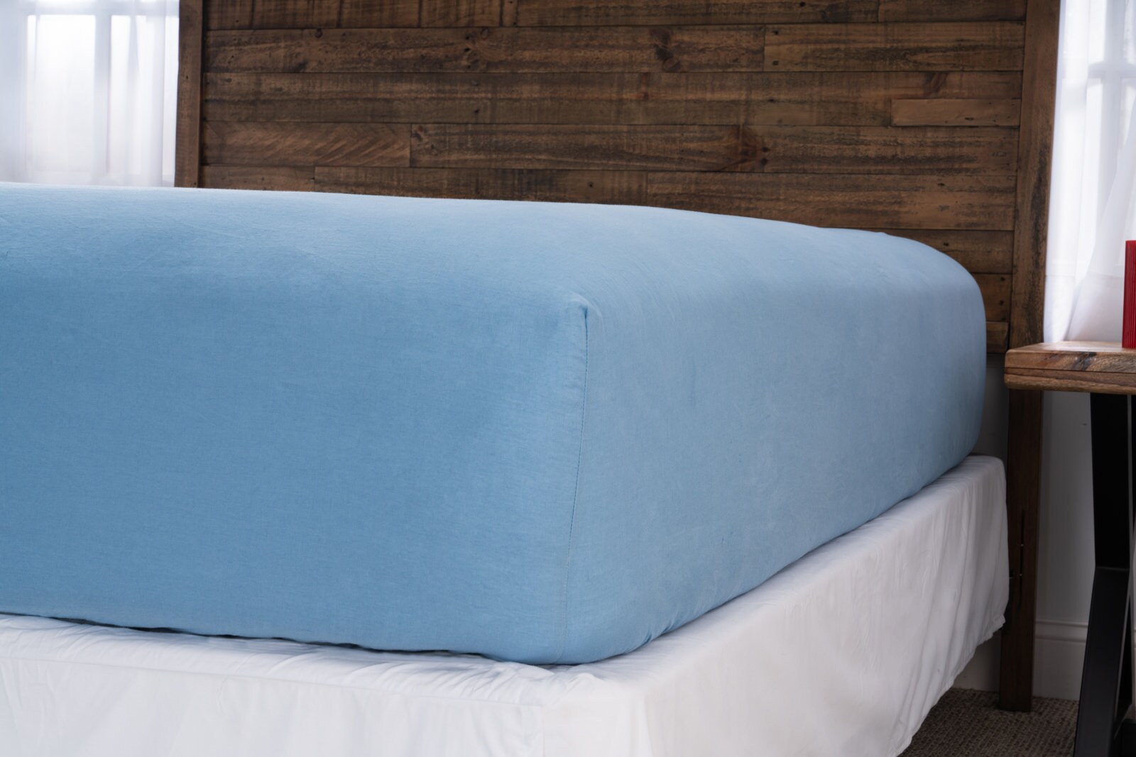 Sky Blue Pure Linen Sheet Set. 4 Pieces -- Flat, Fitted Sheets and Two ...