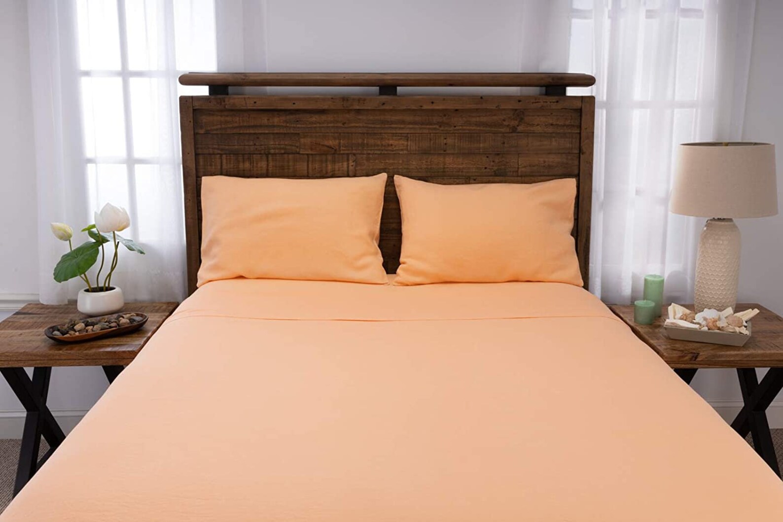 Tahiti Coral Color Pure Linen Flat Sheet. 100% Organic Flax Linen ...