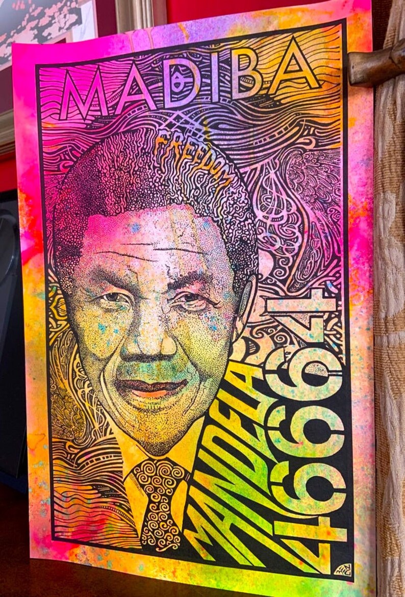 Nelson Mandela Poster Hand-colored by Posterography - Etsy