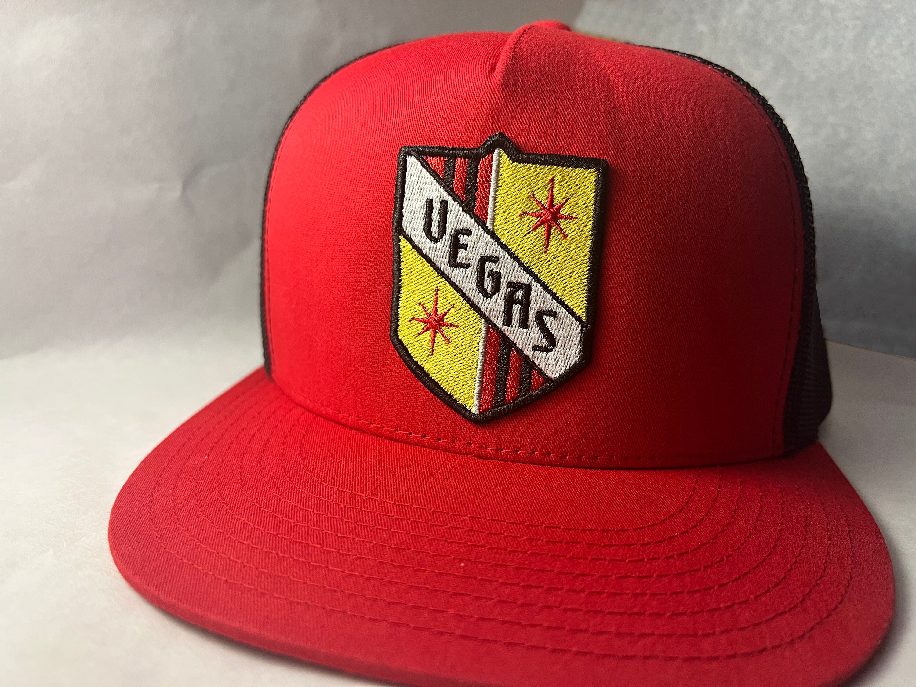 VGK Retro Vegas Embroidered Patch on Red/black Trucker Hat - Etsy