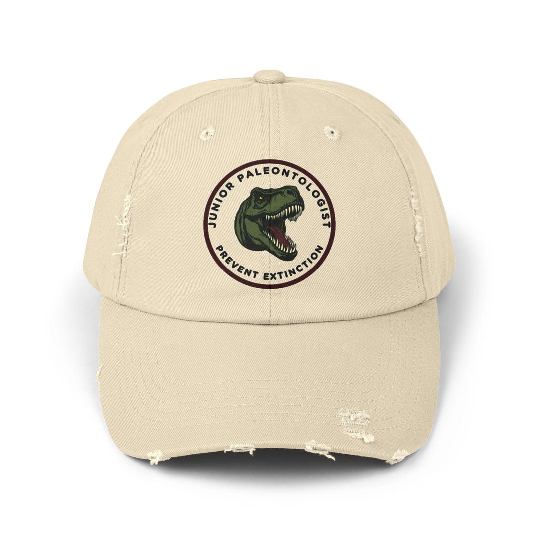 Junior Paleontologist Distressed Cap, Fun Gift for Dinosaur Lovers ...