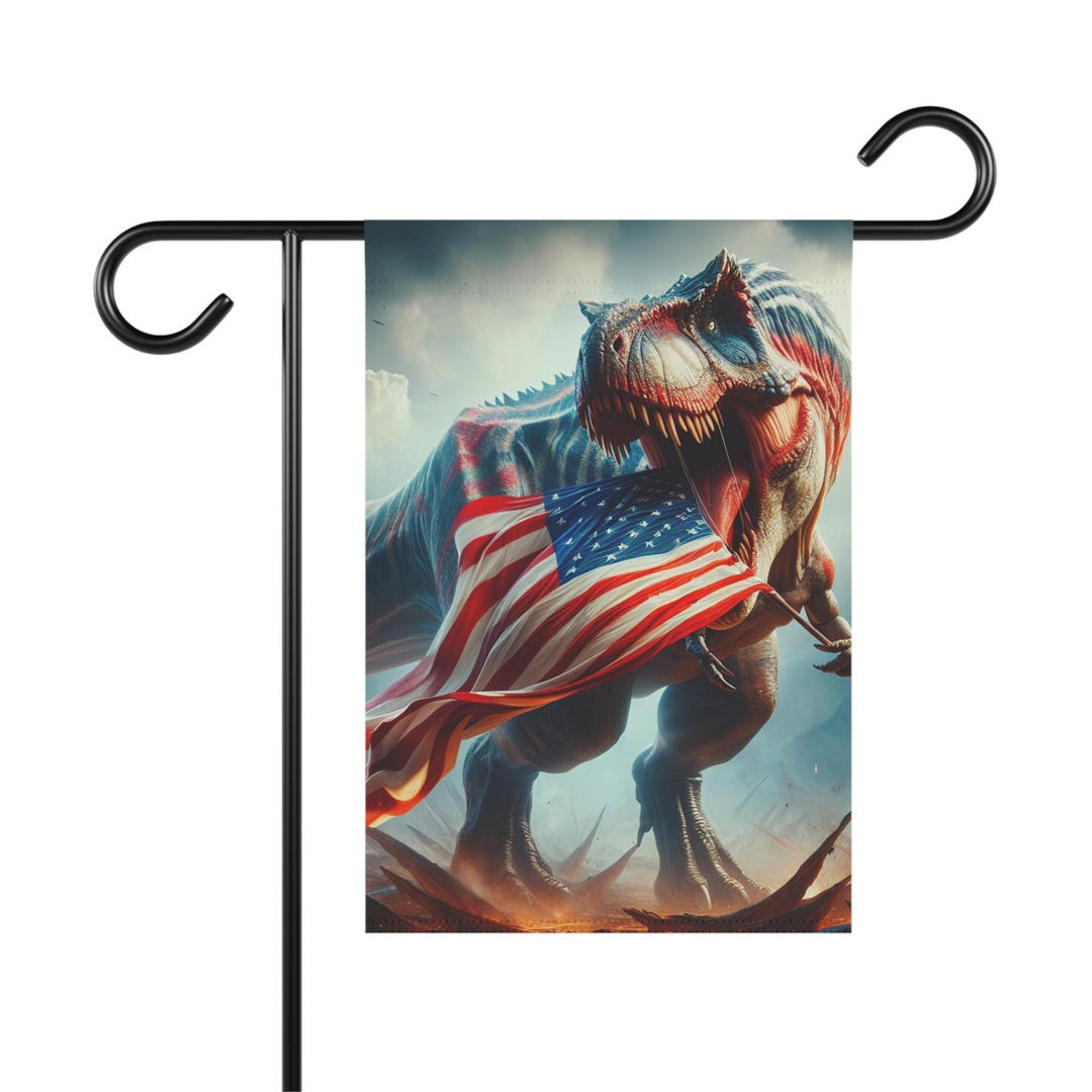 T-rex Flag Garden Banner | Dinosaur Decor for Patio, Yard, Independence ...