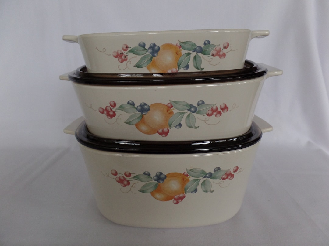 Vintage Corning Ware Casserole Dish Set of Three, Five Piece Abundance ...