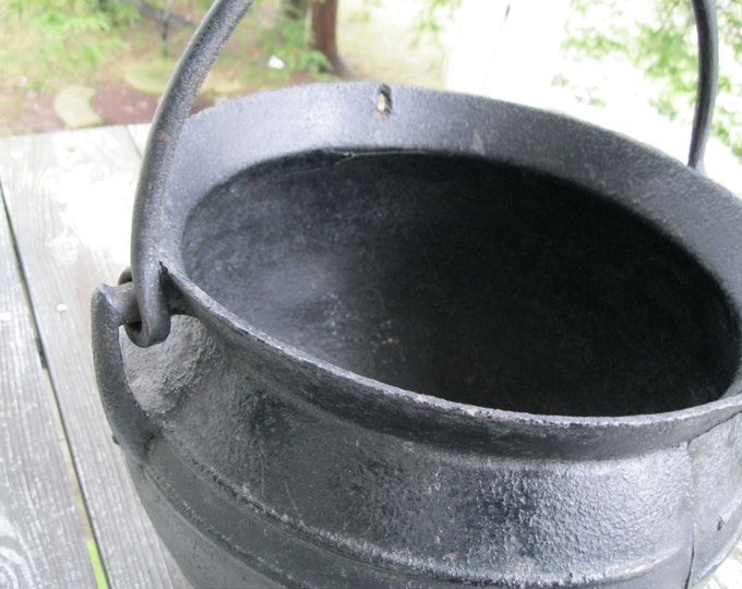 Cast Iron Pot, Planter With Drainage, Large Black Antique Container ...