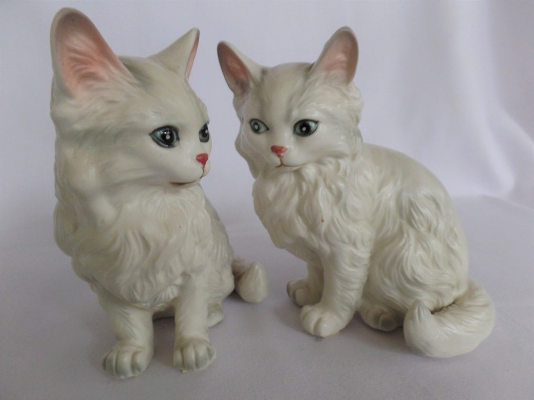 Vintage Lefton White Cat Figurine ONE Remaining 1514 Blue Eyed Ceramic ...