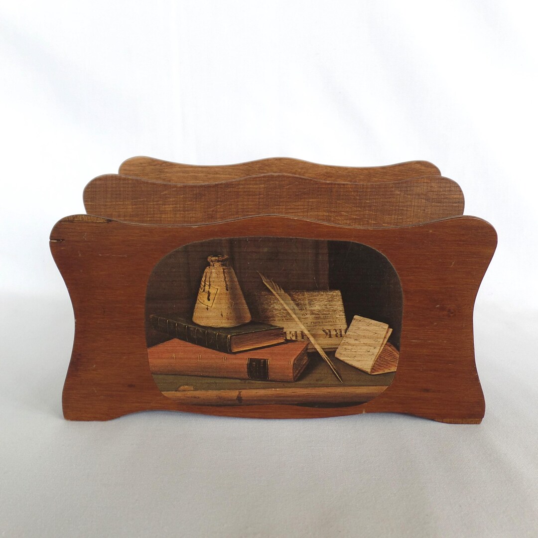 Letter Holder Wooden Mail Organizer Antique or Vintage Scene, Incoming ...