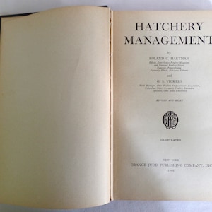 Vintage Book Hatchery Management Hartman Vickers 1946 Raising Baby ...