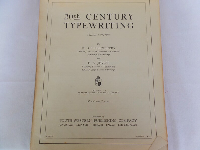 Vintage Book 20th Century Typewriting, Red Typing Textbook, D.D ...