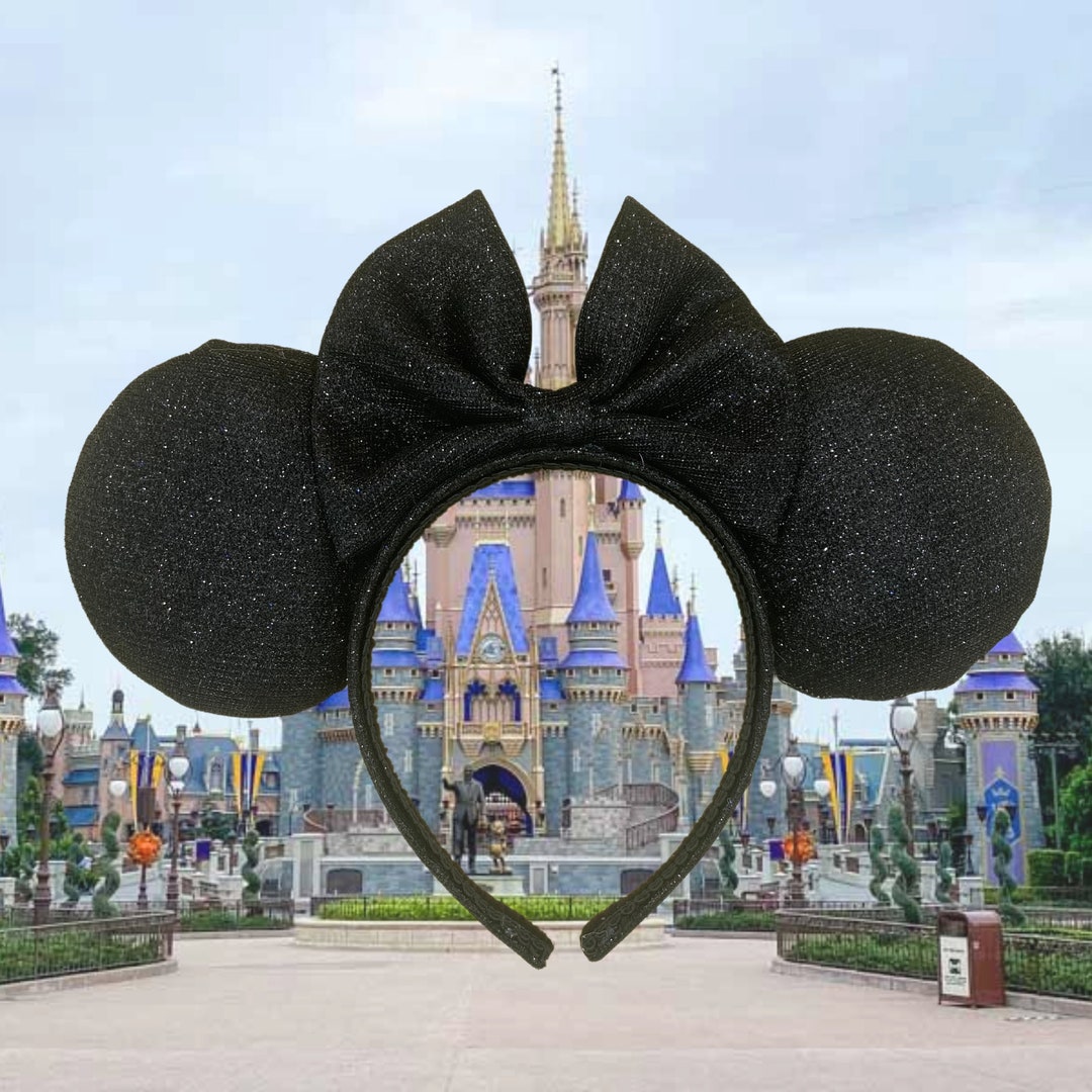 Sparkly Black Minnie Ears | Black Disney Ears | Black Mickey Ears - Etsy