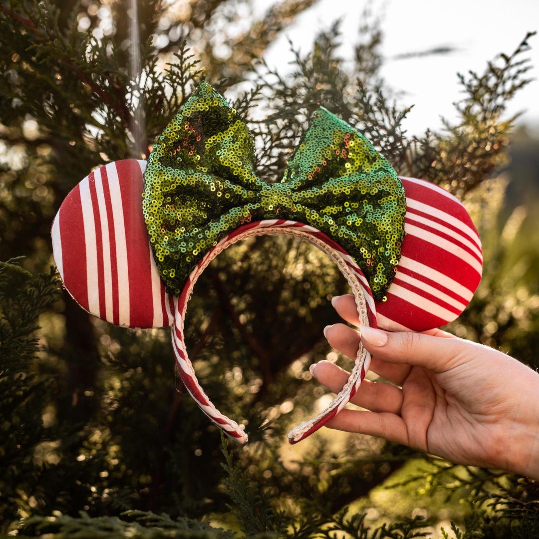 Candy Cane Christmas Minnie Mouse Ears | Red and White Christmas Ears ...