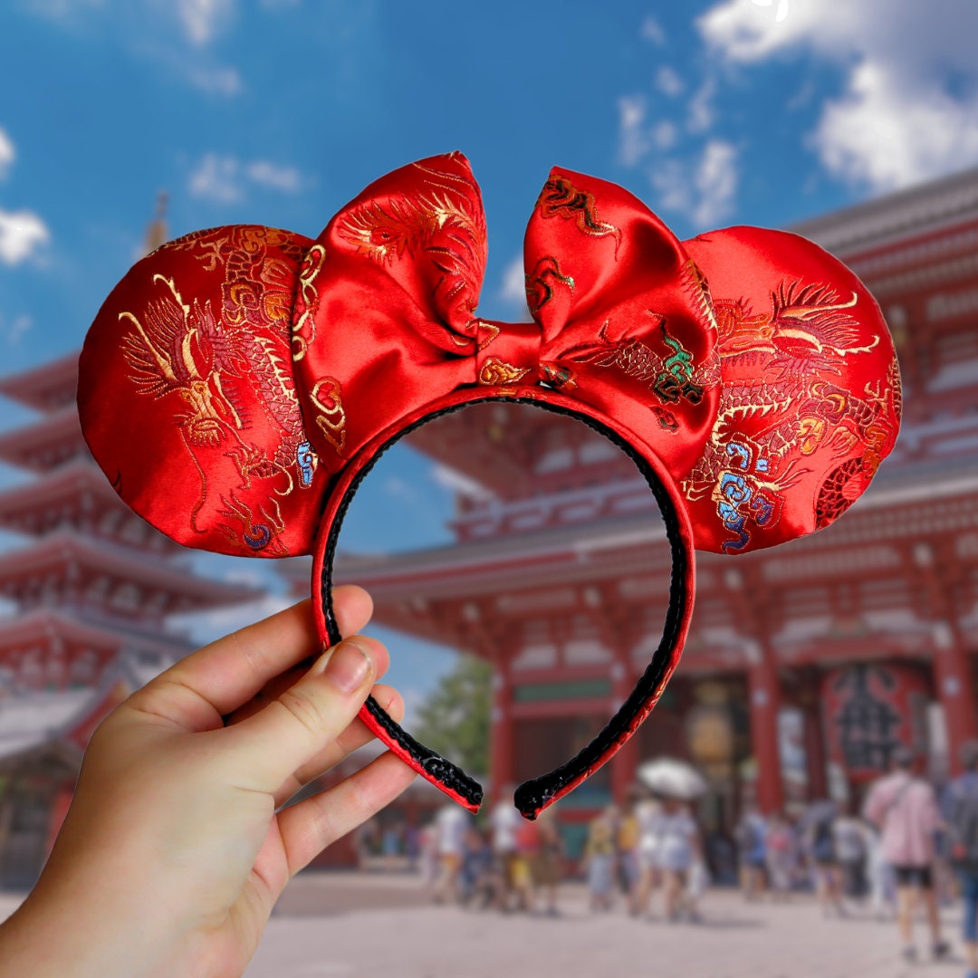 Japanese Dragon Kimono Fabric Minnie Ears | EPCOT Japan Ears - Etsy