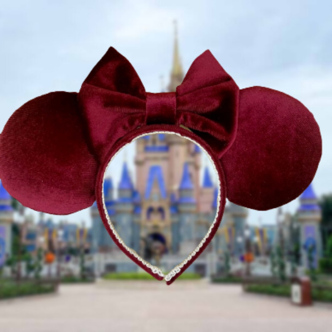 Dark Red Velvet Minnie Mouse Ears Red Minnie Ears - Etsy