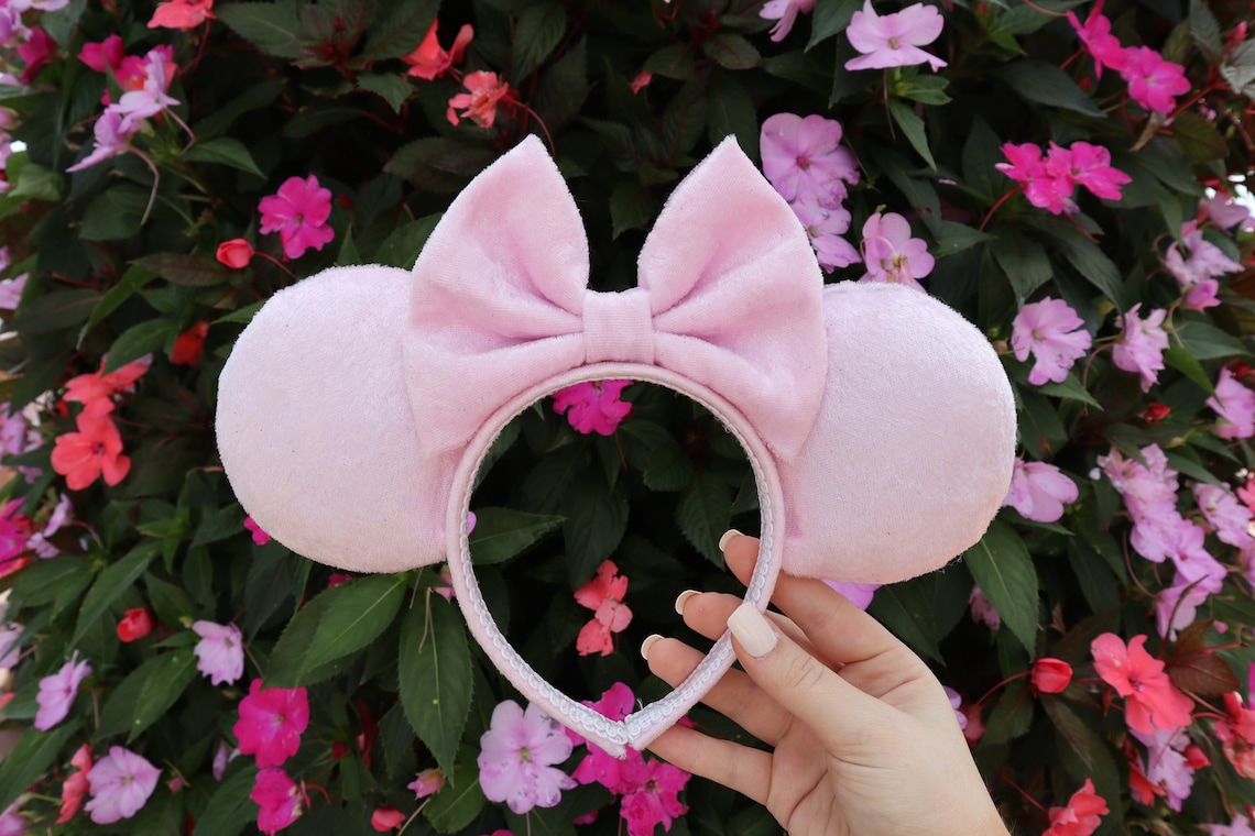Light Pink Velvet Minnie Ears Pink Velvet Disney Ears - Etsy