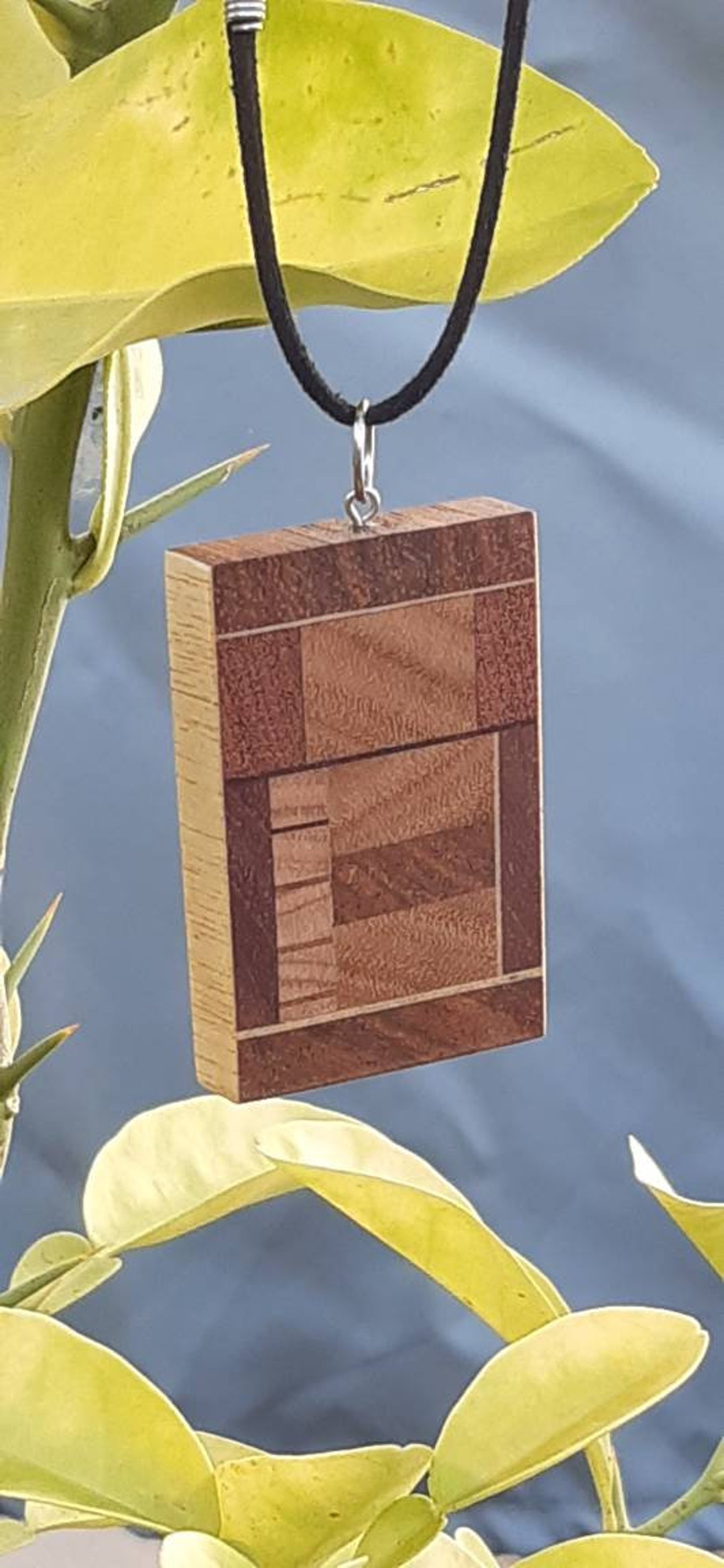 Timber Pendant. Laminated Wooden Necklace. Exotic Wooden Pendant. Mixed ...